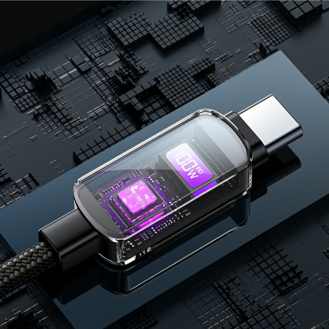 100W Type C to Type C Data Charging Cable with LED Display